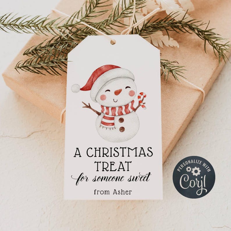 Snowman Christmas Gift Tag Template, Printable Holiday Favor Tag ...
