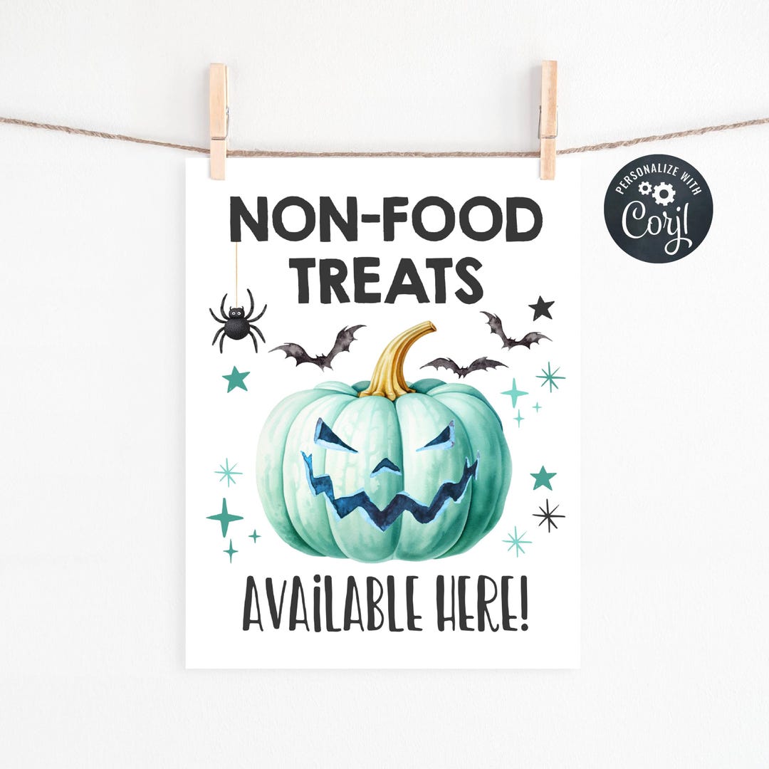 Halloween Teal Pumpkin Project Sign Template, Printable Non-food Treats ...