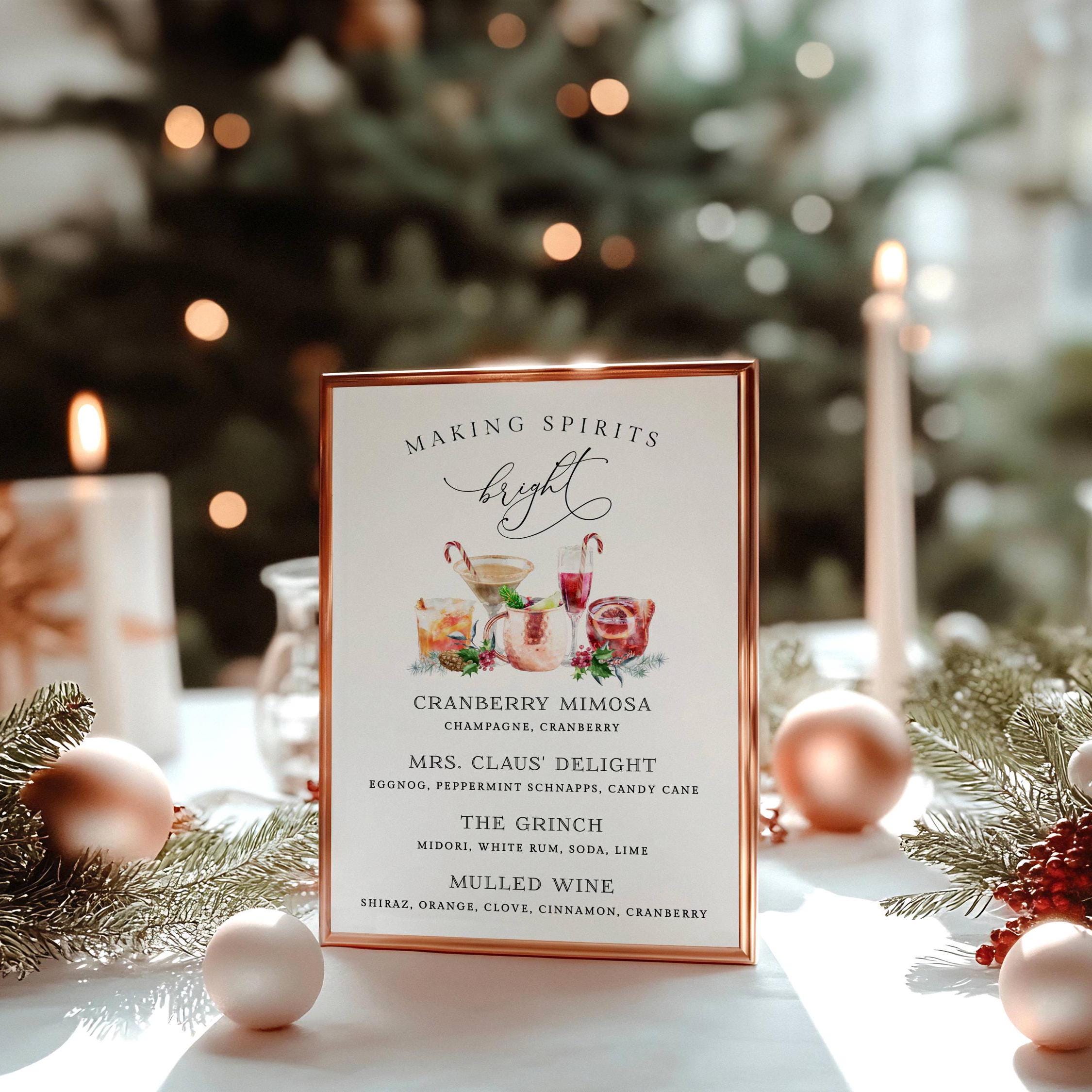Making Spirits Bright Christmas Bar Menu Template, Printable Holiday ...