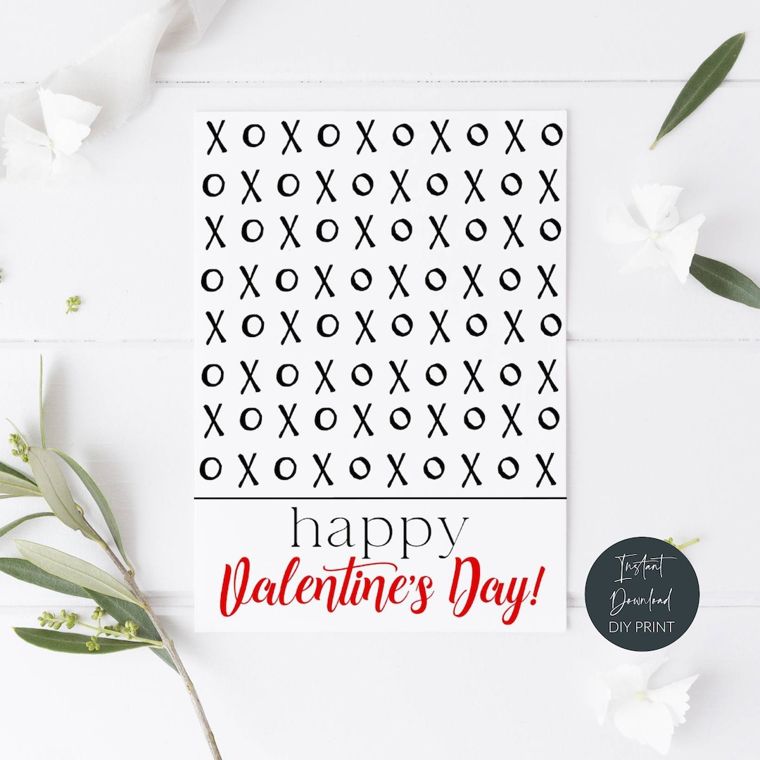 Printable Valentine's Day XOXO Mini Cookie Card, Minimalist Simple Love ...