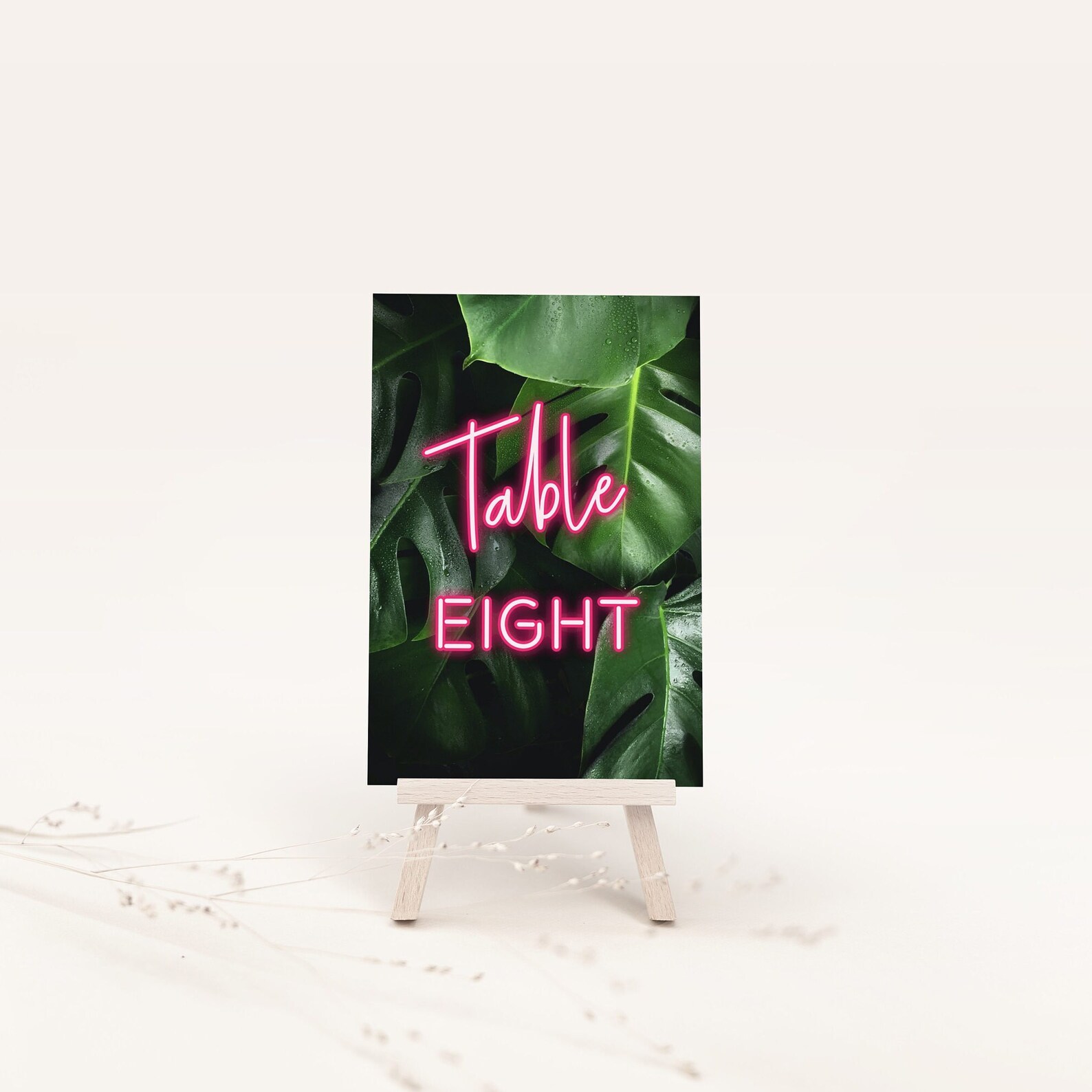 Neon Tropical Table Number Template, Printable Destination Beach ...