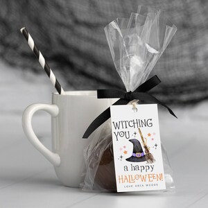 Witching You A Happy Halloween Gift Tag Template, Printable Cute Witch ...
