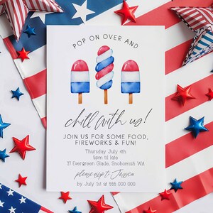 4th of July Popsicle Invitation Template, Printable Pop on Over July ...