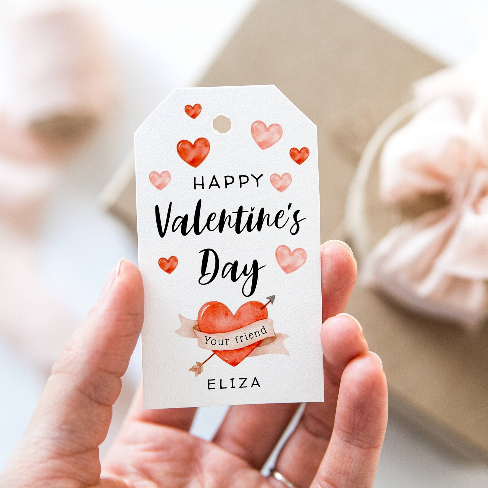 Valentine's Day Gift Tag Template Editable Cute Hearts - Etsy