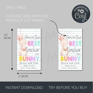 Best Teacher Any Bunny Could Ask for Gift Tag Template, Printable ...