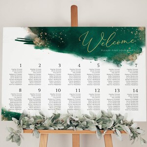 Emerald Watercolor Seating Chart Template Printable Hunter | Etsy