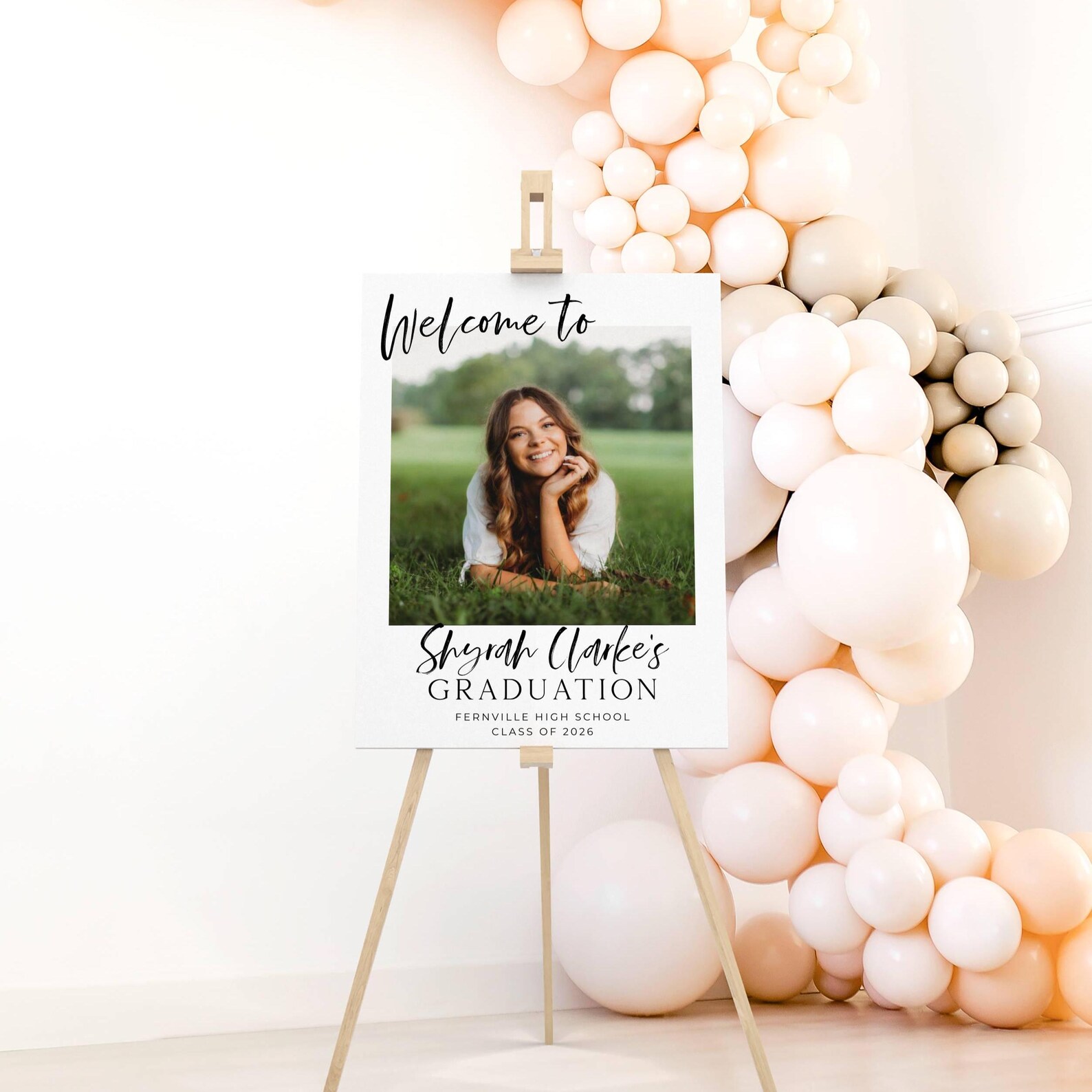 Modern Graduation Photo Welcome Sign Template, Printable Minimalist ...