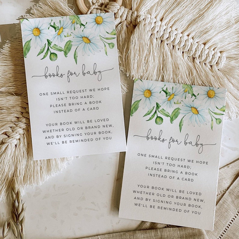 Daisy Baby Shower Invite Set, Printable Spring Floral Baby Shower Suite ...