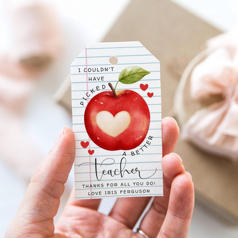 Editable Apple Teacher Appreciation Gift Tag Template, Printable Couldn ...