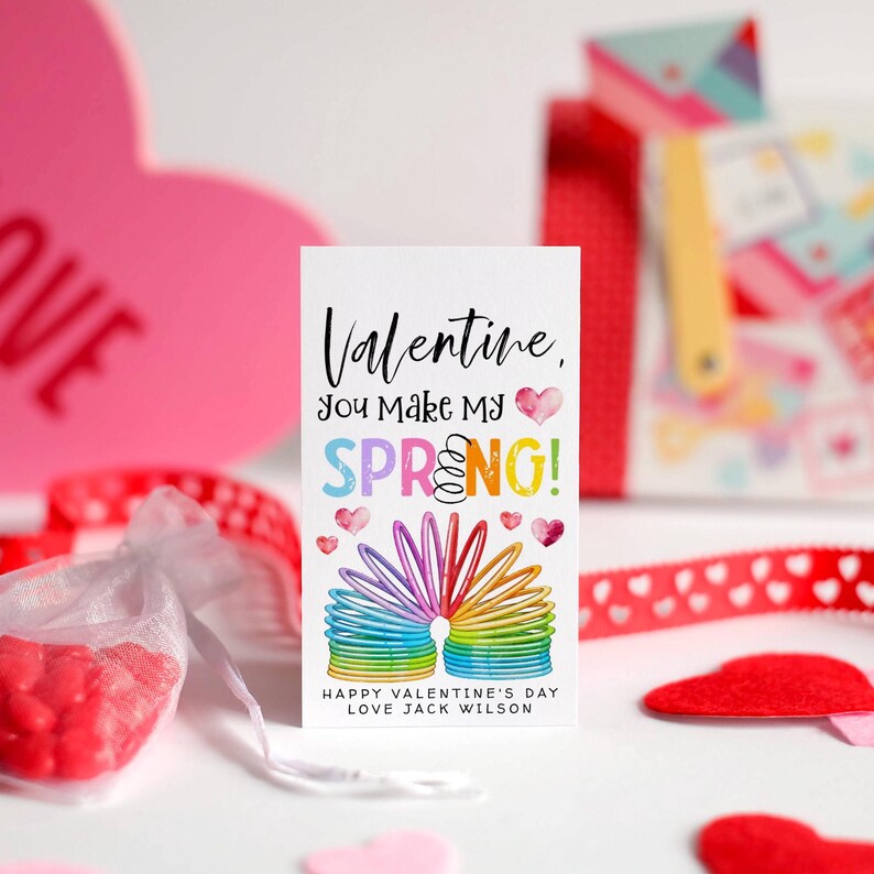 Slinky Valentine's Day Gift Tag Template, Printable You Make My Heart ...
