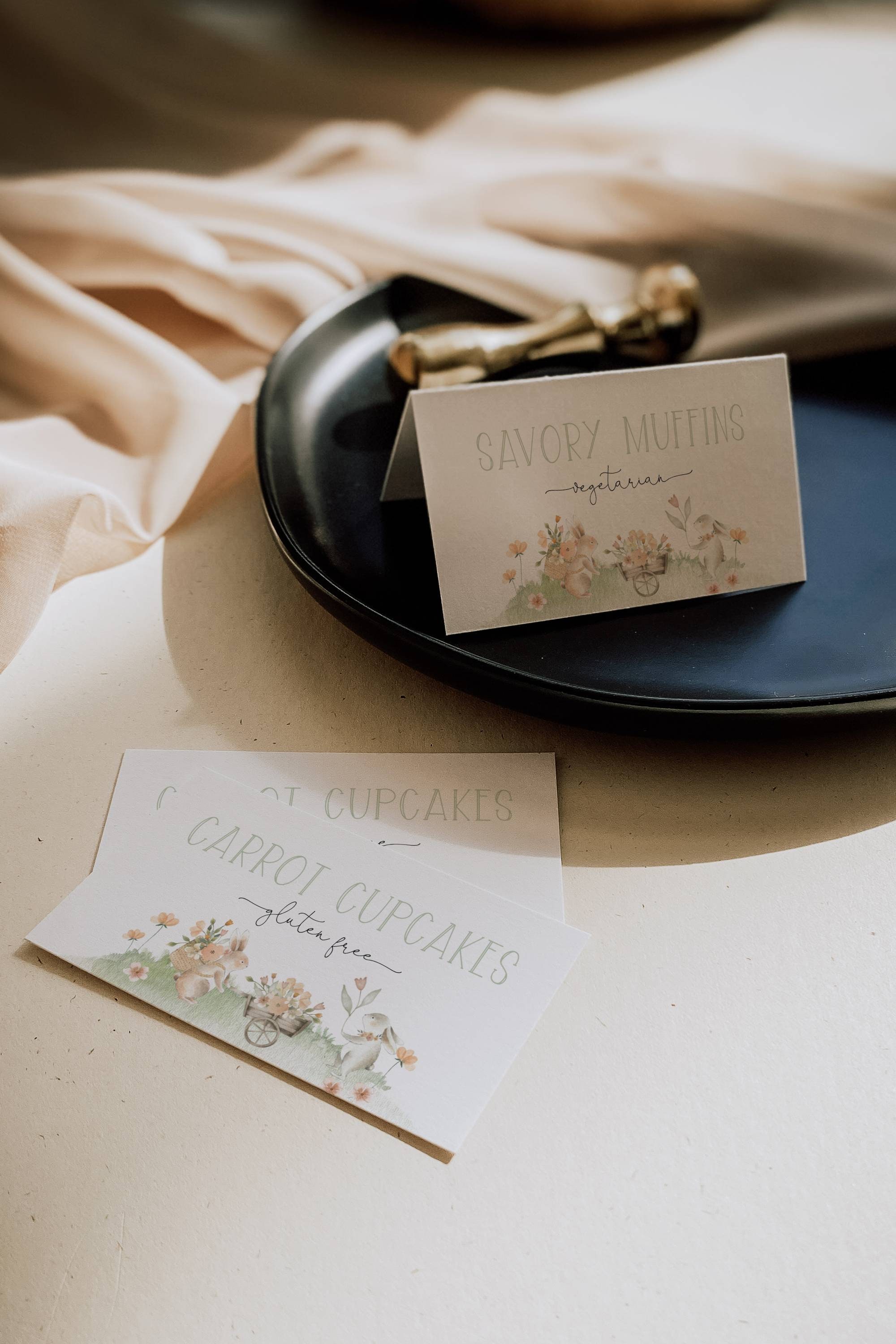 Easter Bunnies Food Label Template, Printable Buffet Tent Cards, Easter ...