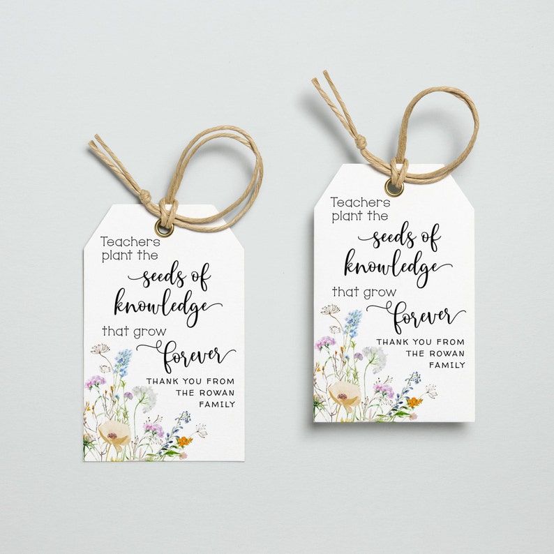 Seeds of Knowledge Teacher Appreciation Tag Template - Etsy