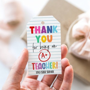 Editable Teacher Appreciation Gift Tag Template, Printable A+ Teacher ...