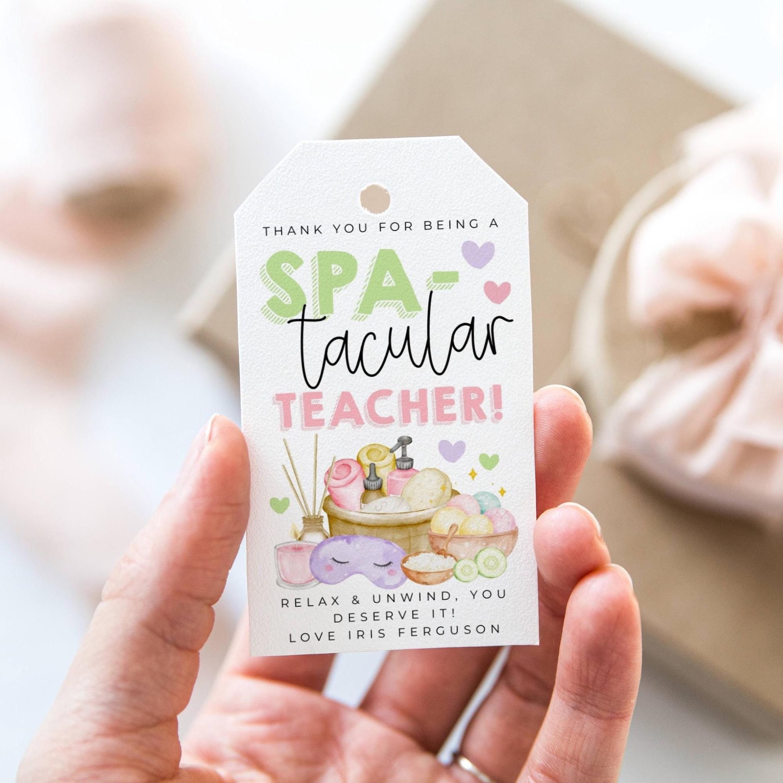 Spa-tacular Teacher Appreciation Gift Tag Template, Printable Spa Staff ...