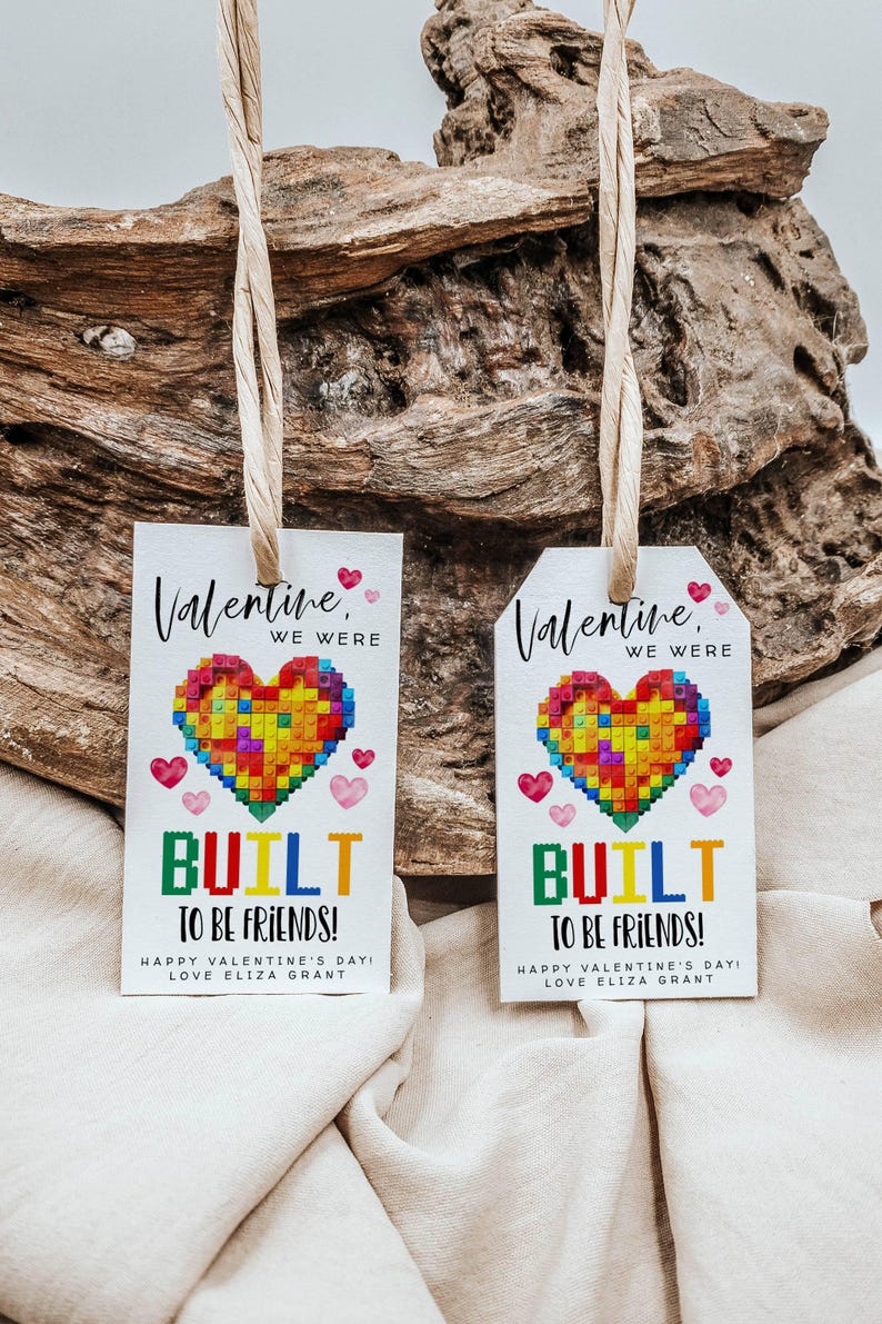 Built to Be Friends Valentine Gift Tag Template, Printable Building ...