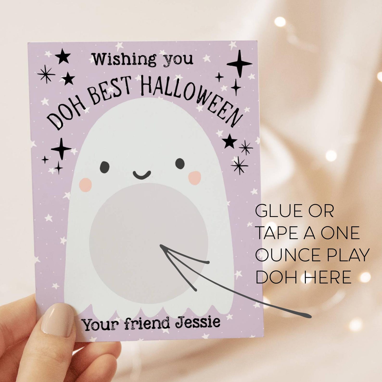 Halloween Ghost Play Doh Card Template, Printable Wishing You Doh Best ...