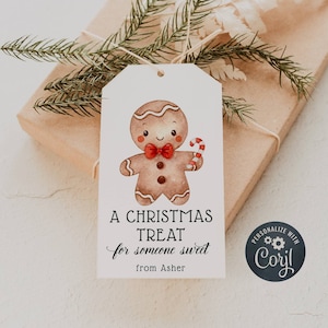 Gingerbread Man Christmas Gift Tag Template, Printable Cute Holiday ...