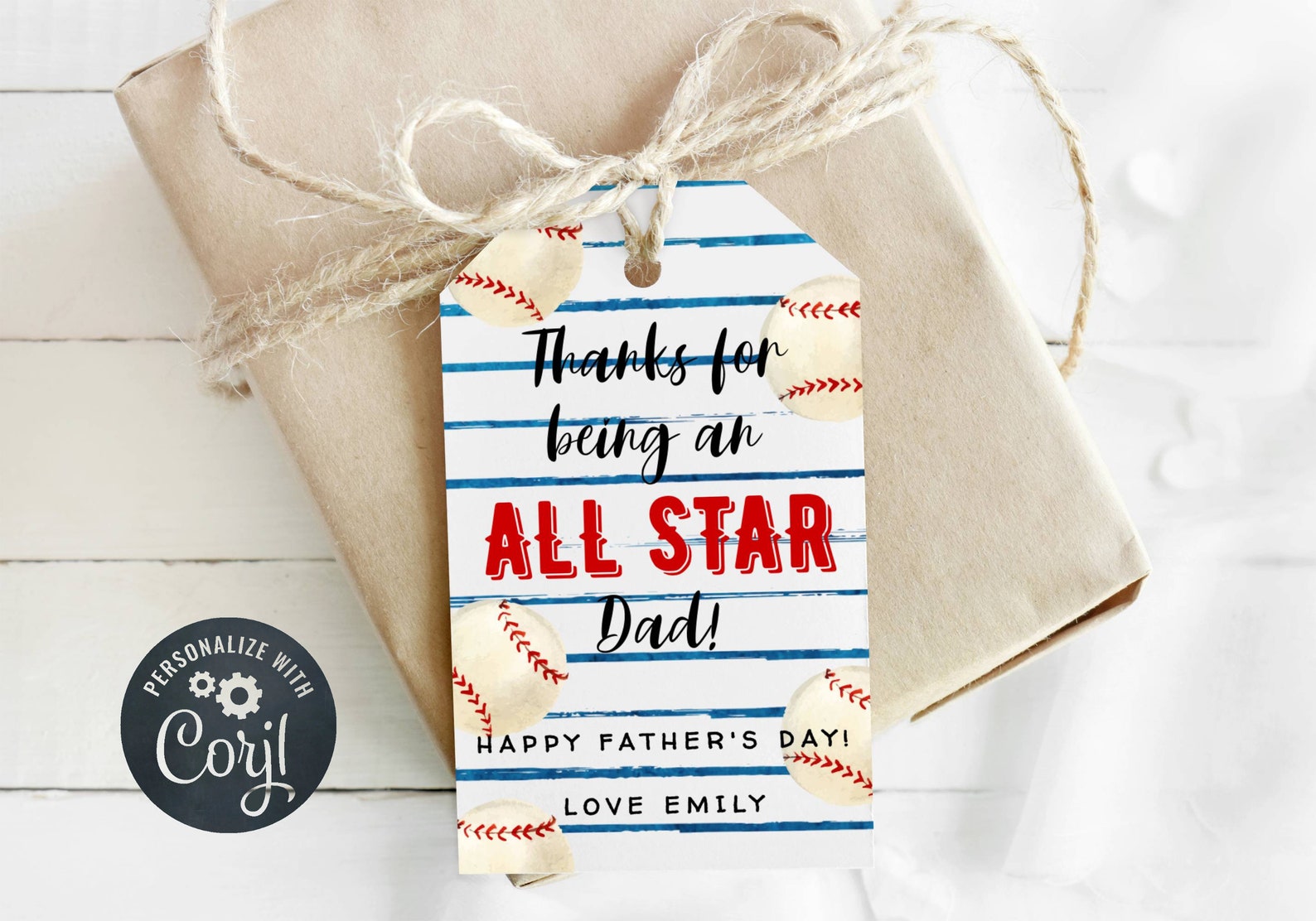 Father's Day Gift Tag Template Printable Baseball All - Etsy