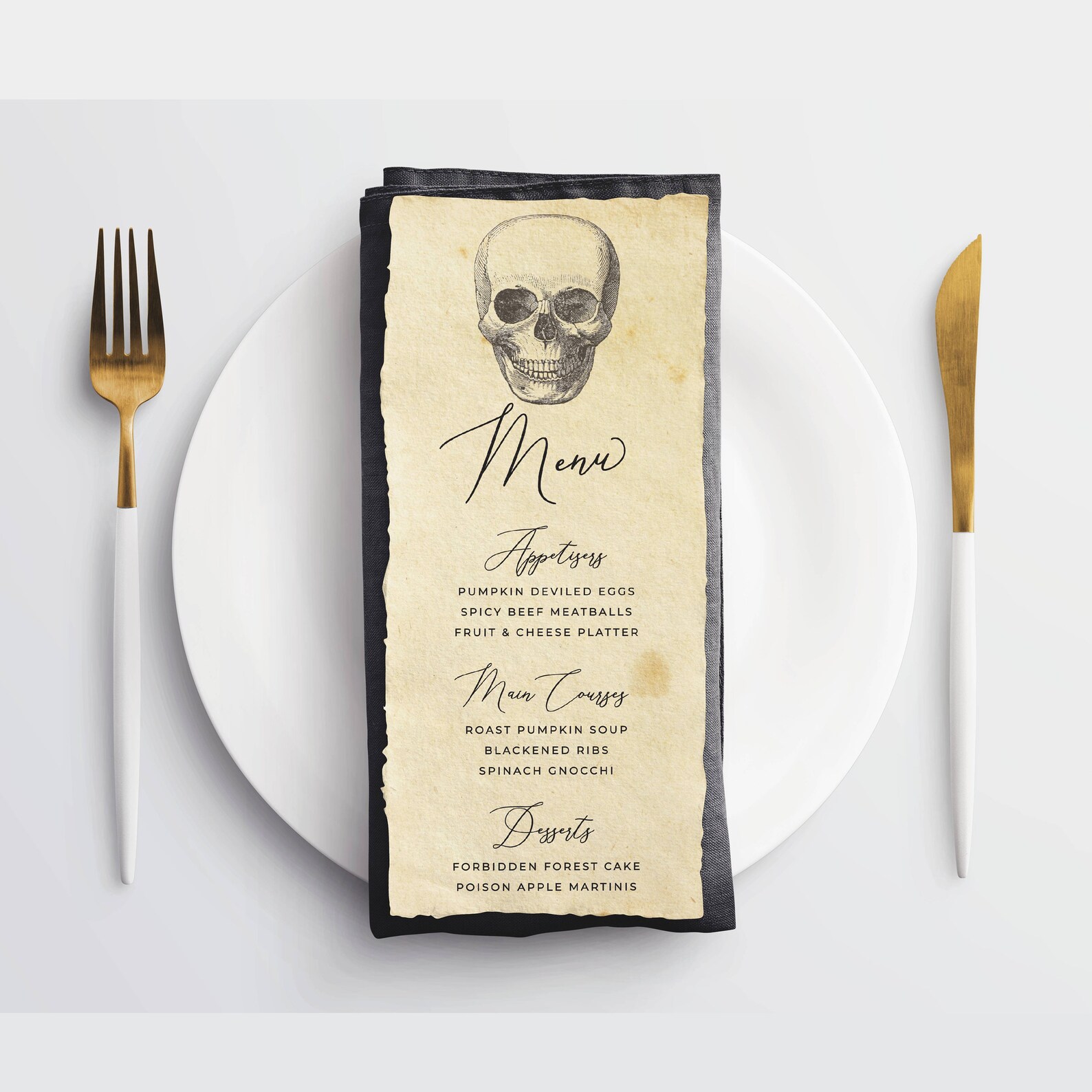 Halloween Vintage Skull Menu Template Printable Spooky Dinner - Etsy