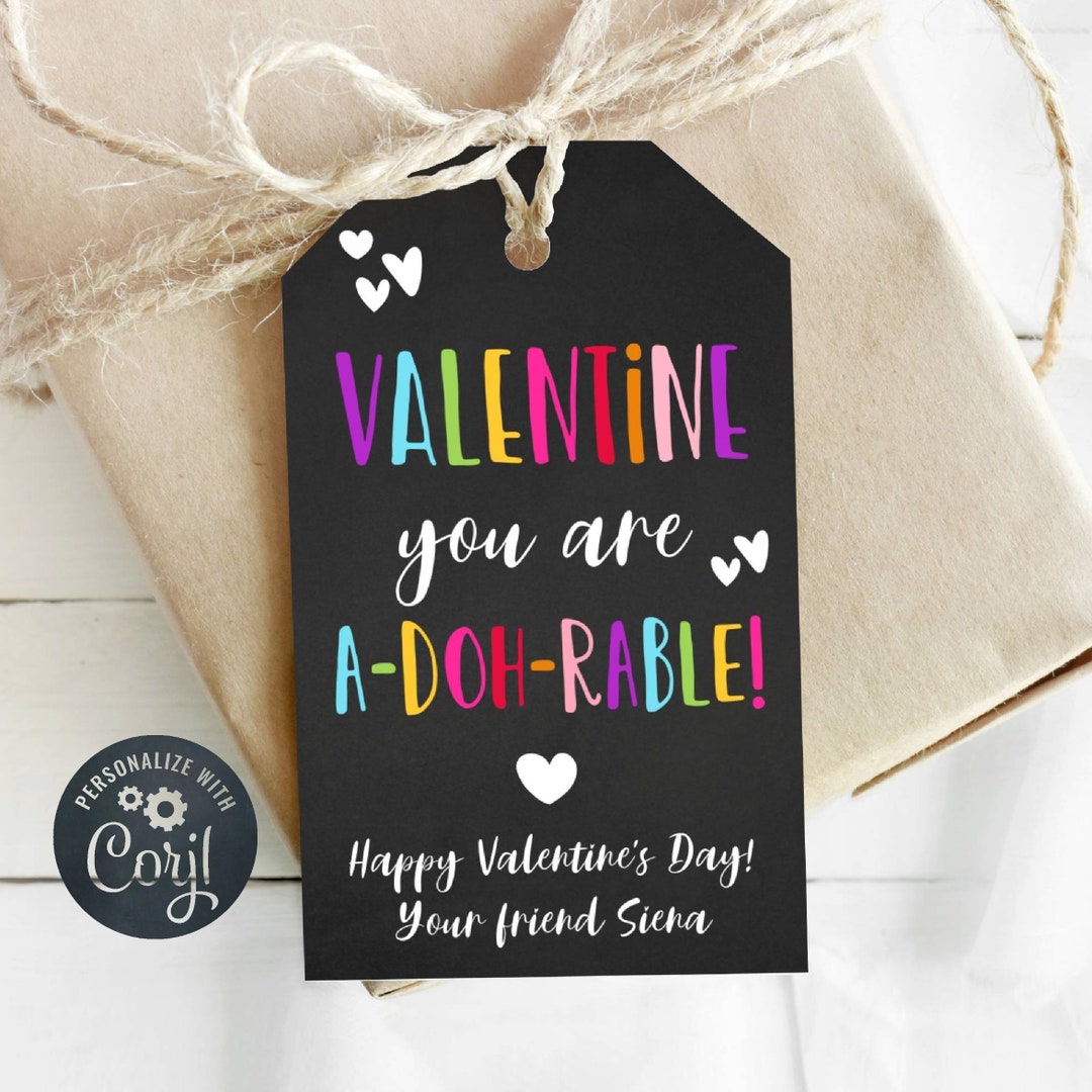 Play Dough Valentine's Day Gift Tag Template, Printable A-doh-rable ...
