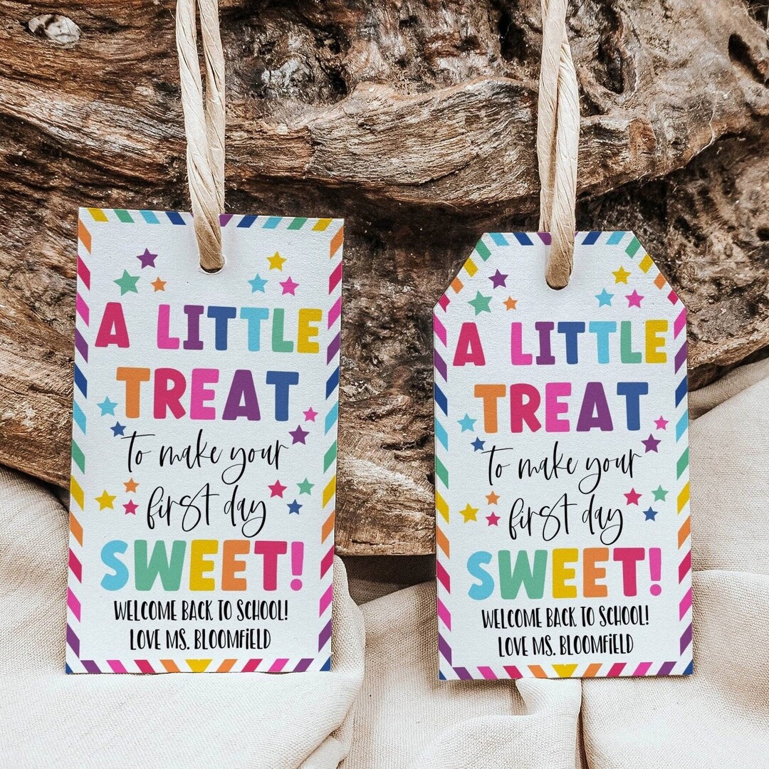 A Little Treat to Make Your First Day Sweet Gift Tag Template ...