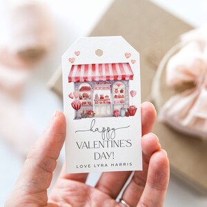 Happy Valentine's Day Gift Tag Template, Printable Candy Shop Modern ...