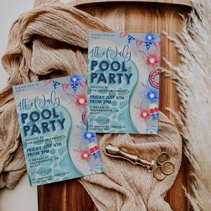 4th of July Pool Party Invitation Template, Printable July Fourth ...