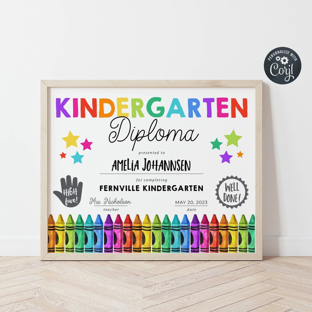 Editable Kindergarten Diploma Template Printable Kinder - Etsy