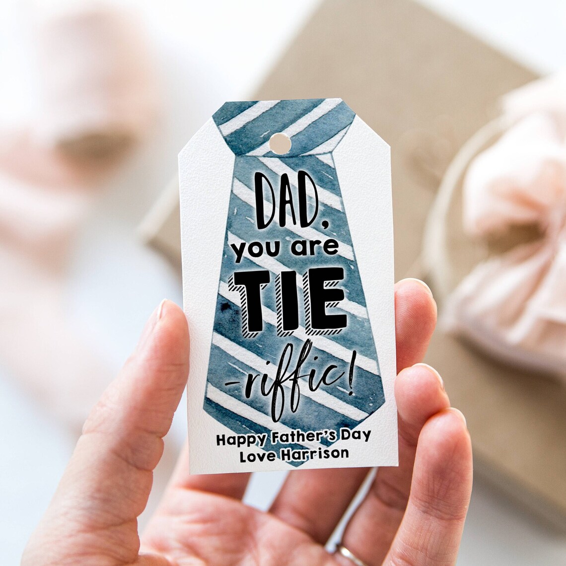 Father's Day Tie Gift Tag Template, Printable You Are Tie-riffic Favor ...