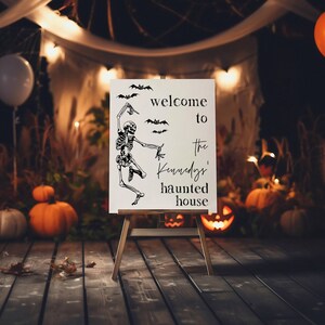 Halloween Party Dancing Skeleton Welcome Sign Template, Printable ...