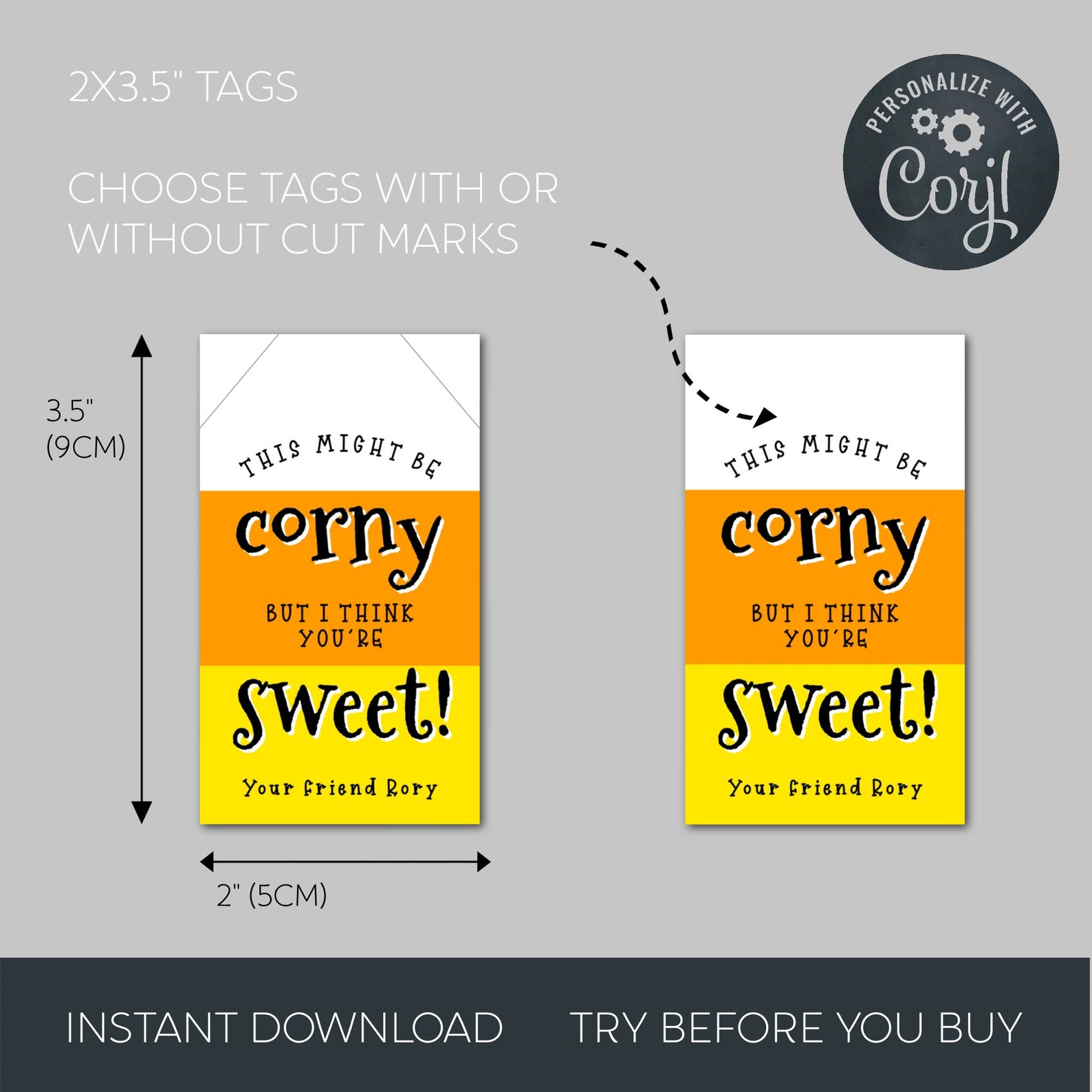 Halloween Candy Corn Gift Tag Template Printable Halloween - Etsy