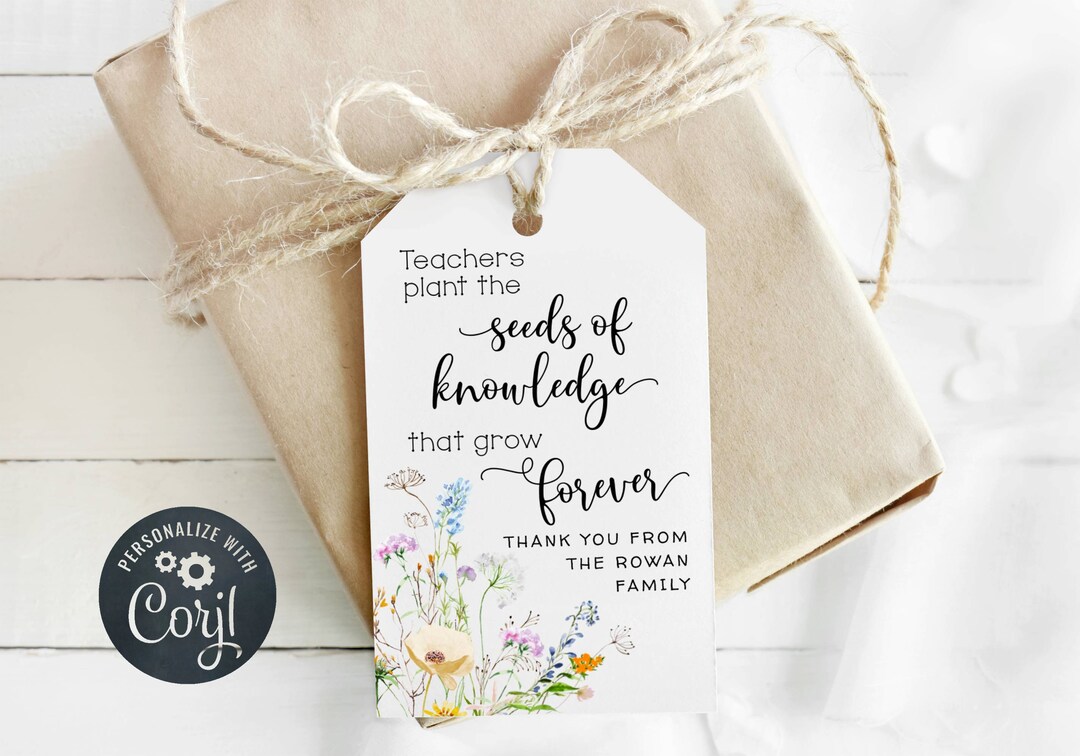 Seeds of Knowledge Teacher Appreciation Tag Template - Etsy