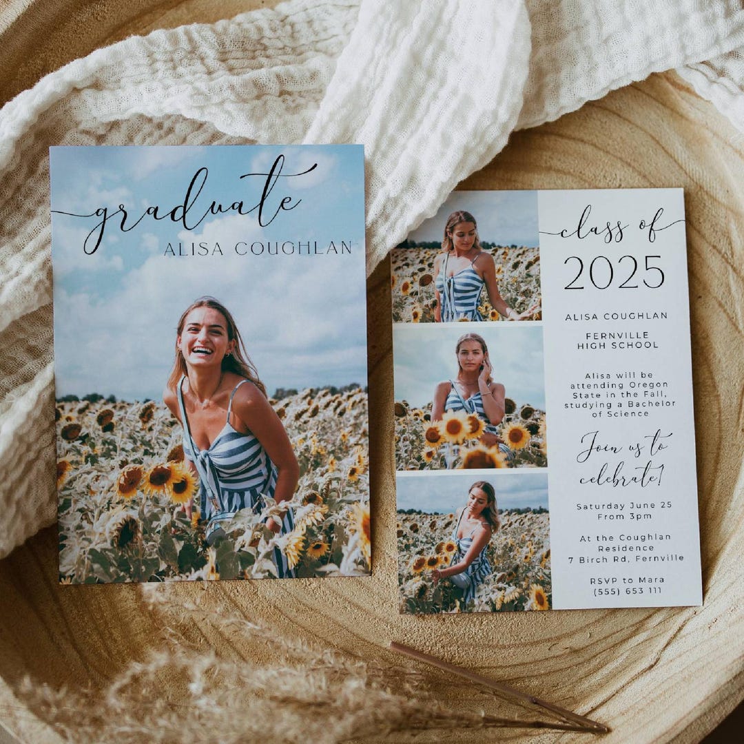 Editable Graduation Party Invitation Template, Printable Photo Graduate ...