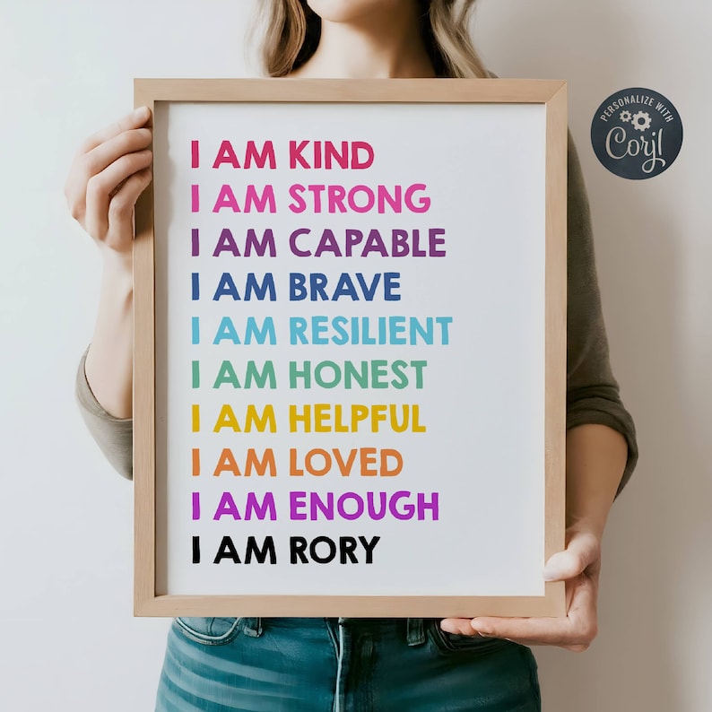 Editable Affirmations Wall Art Template, Printable Kids Custom ...