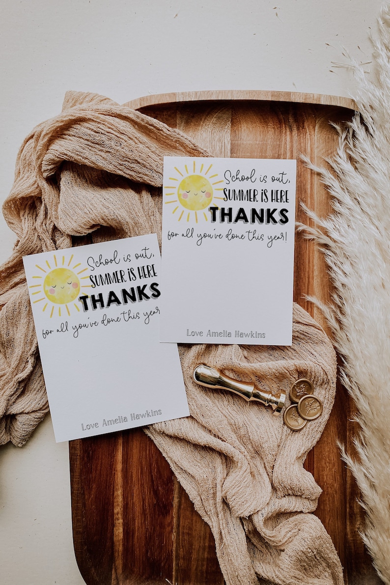 End of Year Teacher Gift Card Holder Template, Printable School's Out ...