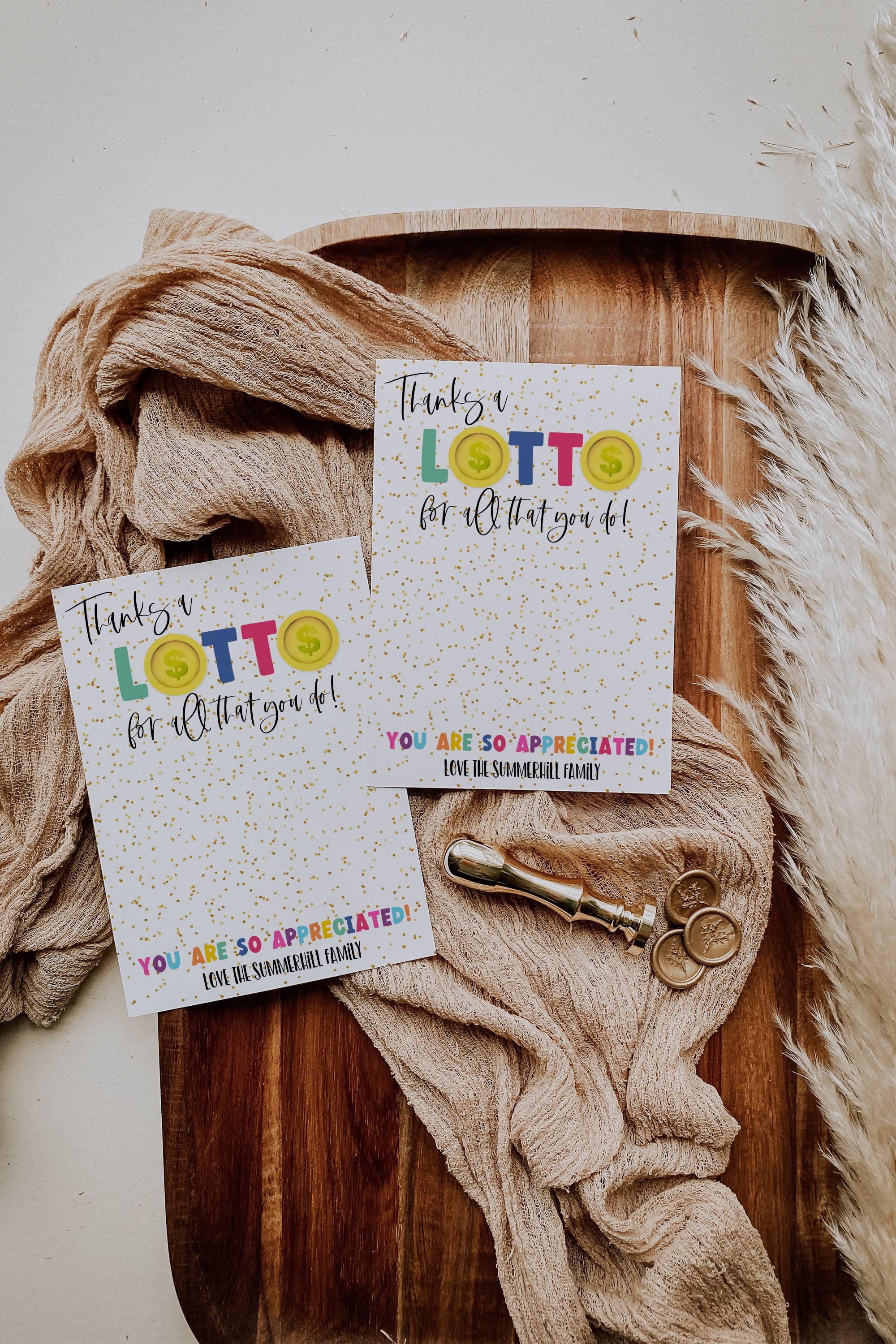 Lotto Gift Card Holder Template, Printable Lottery Ticket Appreciation ...