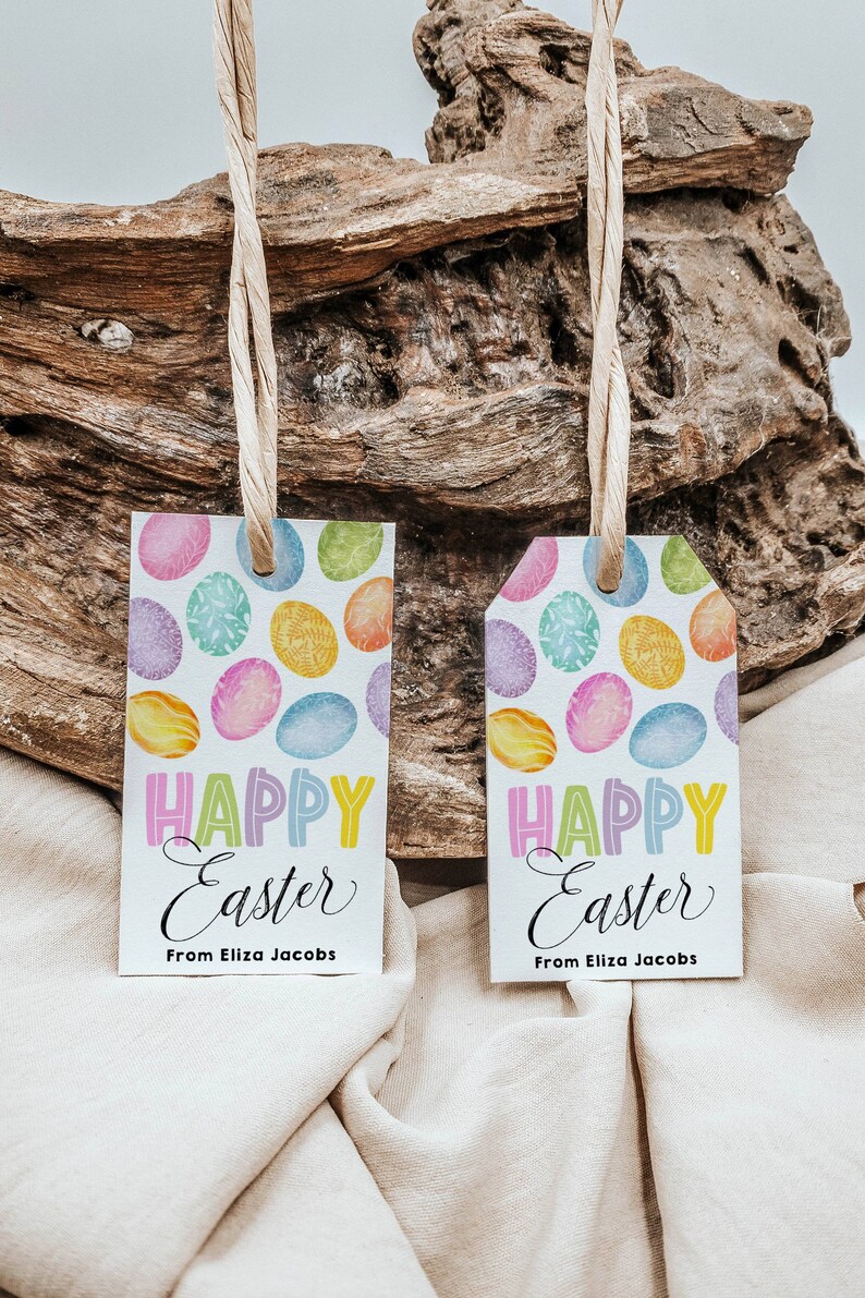 Happy Easter Gift Tag Template, Printable Easter Eggs Favor Tags ...