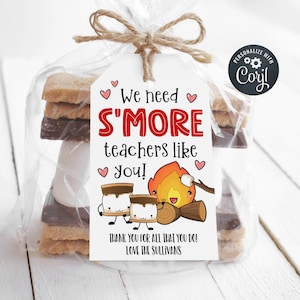 We Need S'more Teachers Like You Gift Tag Template, Printable Smores ...