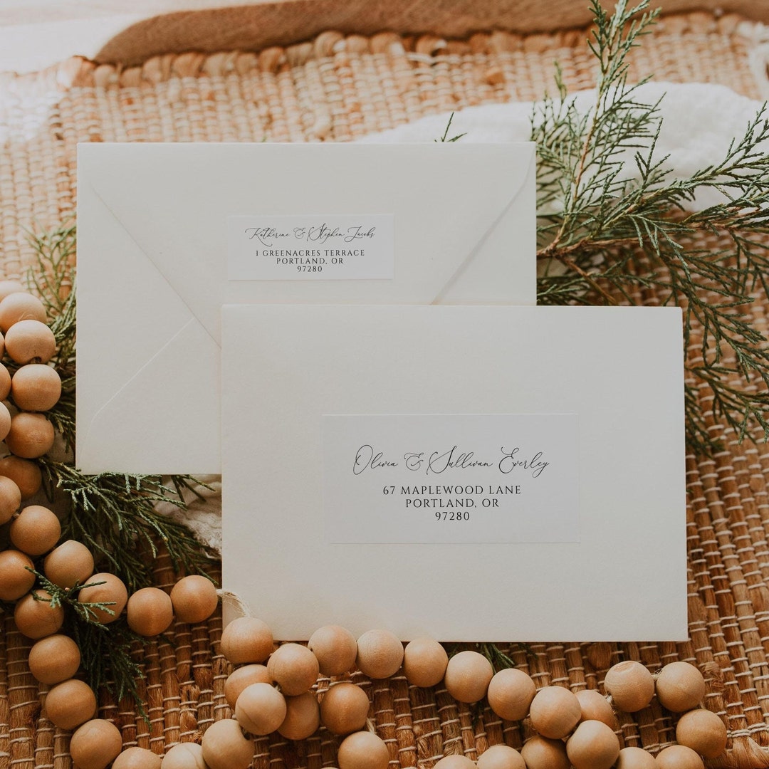 Elegant Script Address Label Template, Printable Classic Envelope ...