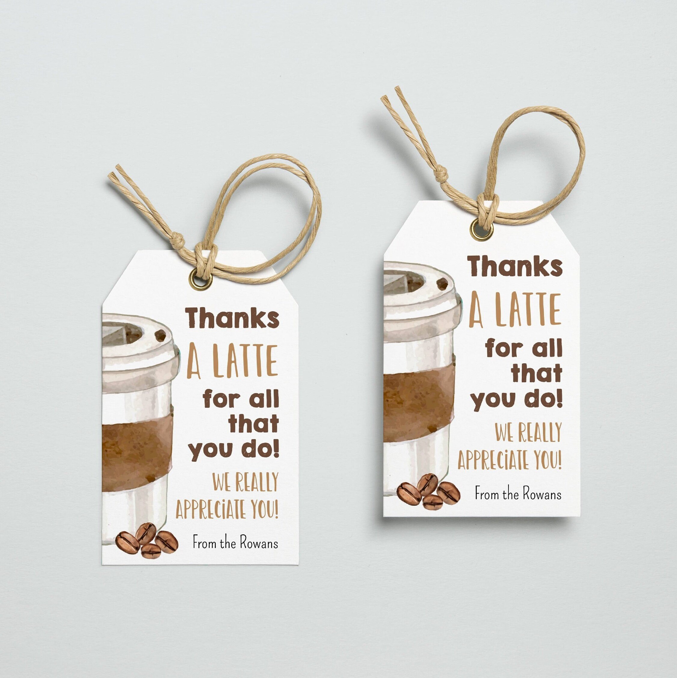 Thanks a Latte Gift Tag Template Printable Teacher - Etsy
