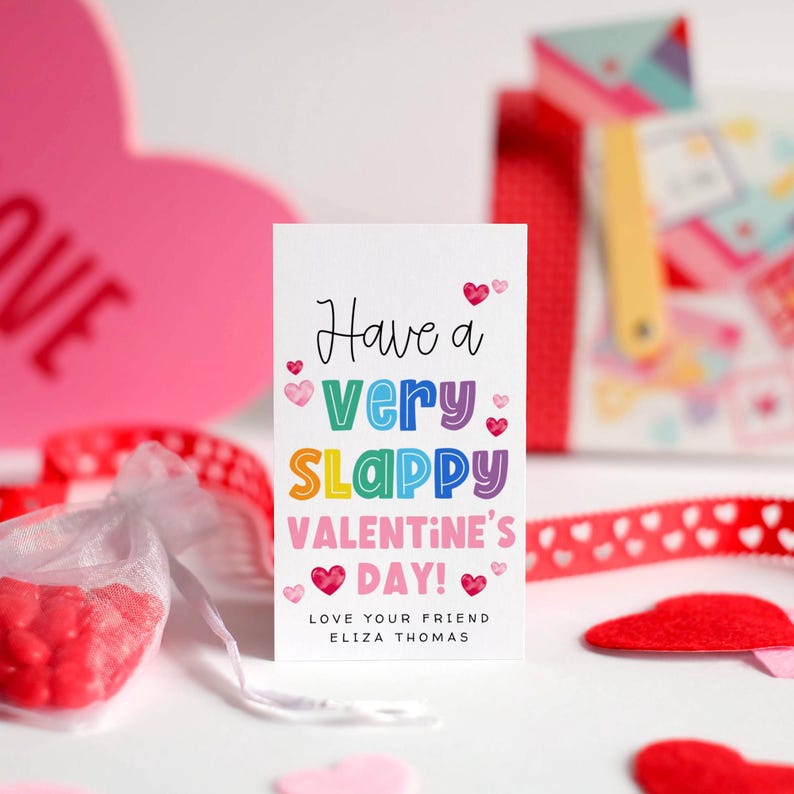 Slappy Valentine's Day Gift Tag Template, Printable Slap Band Bracelet ...