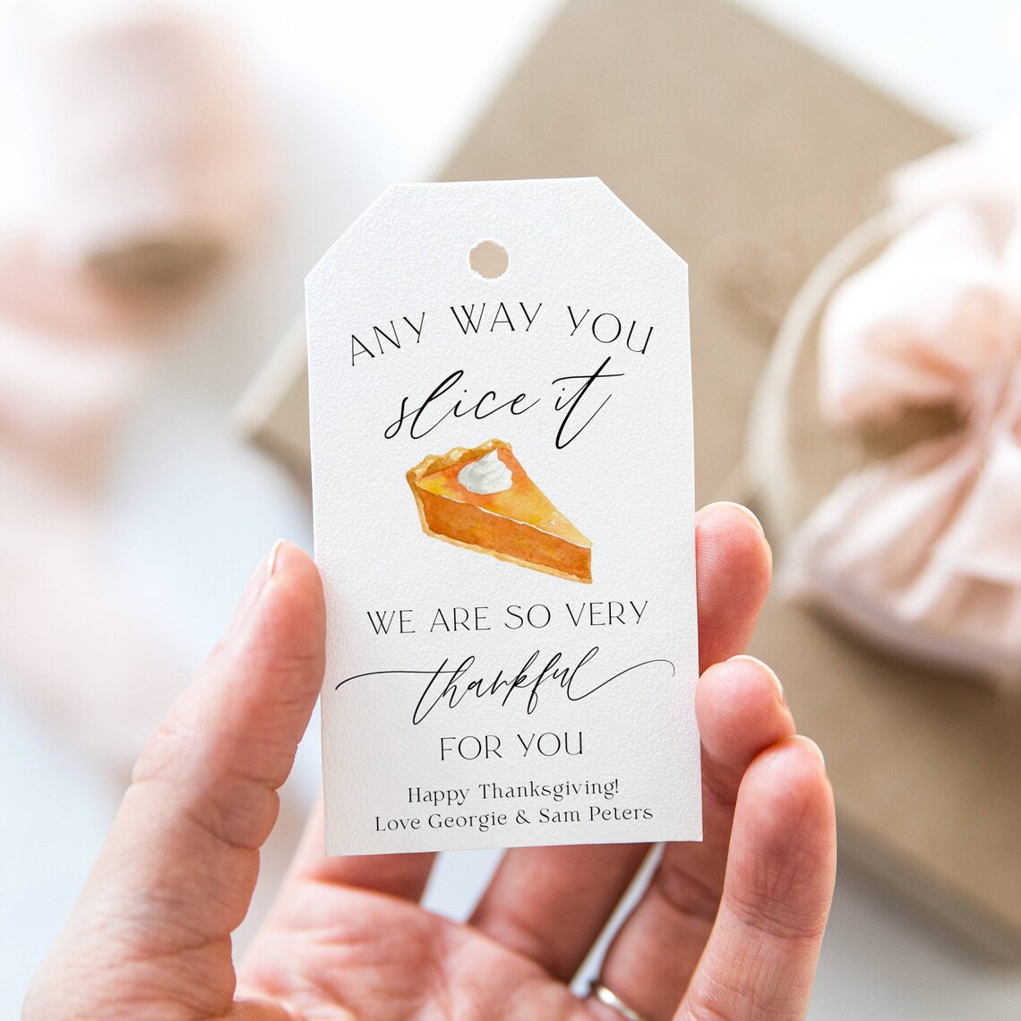 Minimalist Pumpkin Pie Thanksgiving Gift Tag Template, Printable Any ...