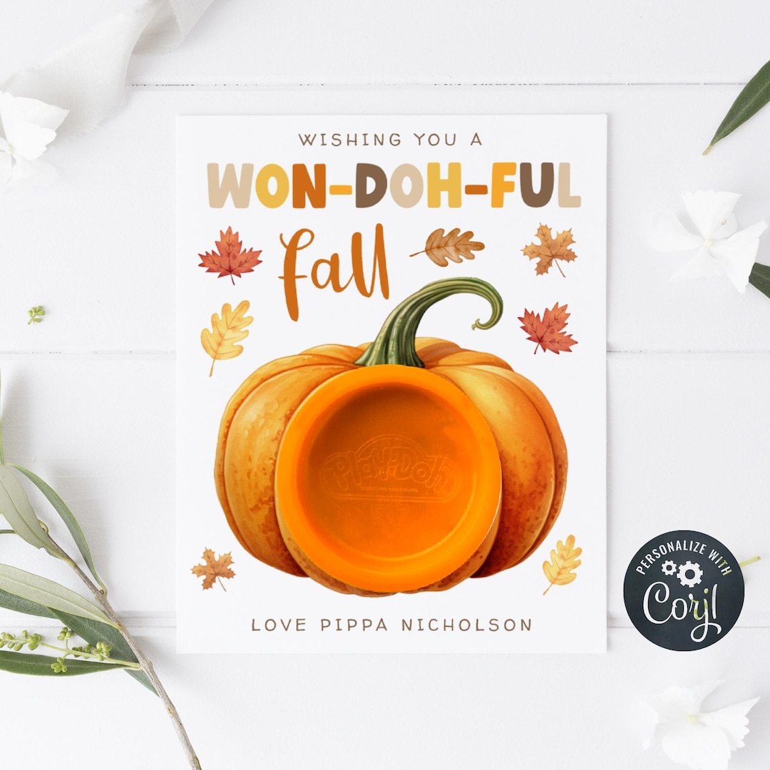 Fall Pumpkin Play Doh Card Template, Printable Won-doh-ful Fall Leaves ...