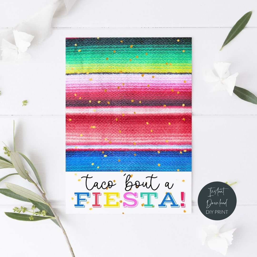 Printable Taco 'bout A Fiesta Mini Cookie Card, Serape Blanket Cookie ...