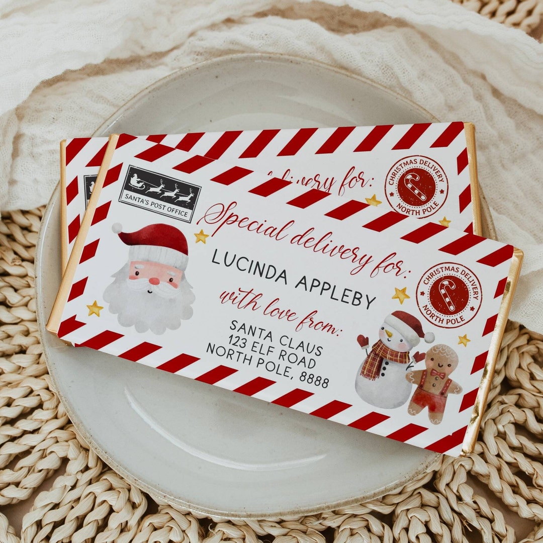 Christmas Chocolate Bar Wrapper Template, Printable Special Delivery ...