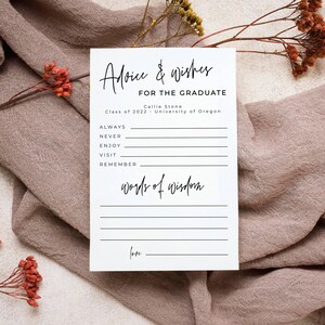 Graduation Advice and Wishes Card Template Printable Modern - Etsy