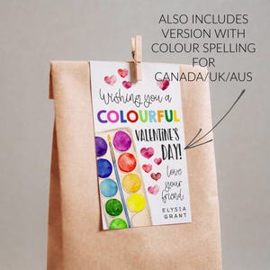 Paint Valentine Gift Tag Template, Printable Colorful Valentine's Day ...