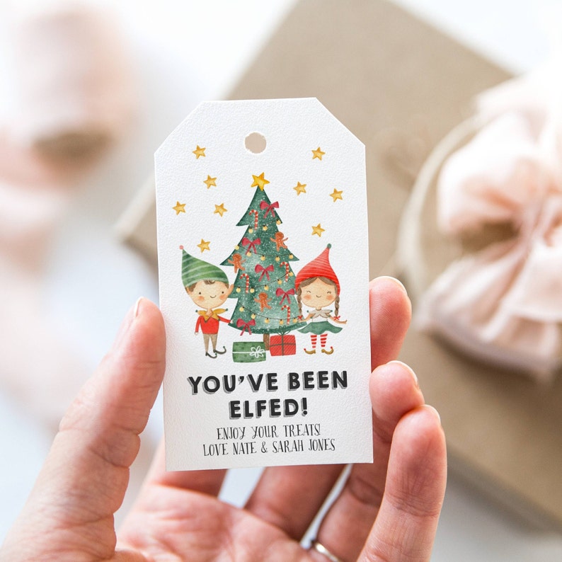 Editable You've Been Elfed Christmas Gift Tag Template, Printable ...