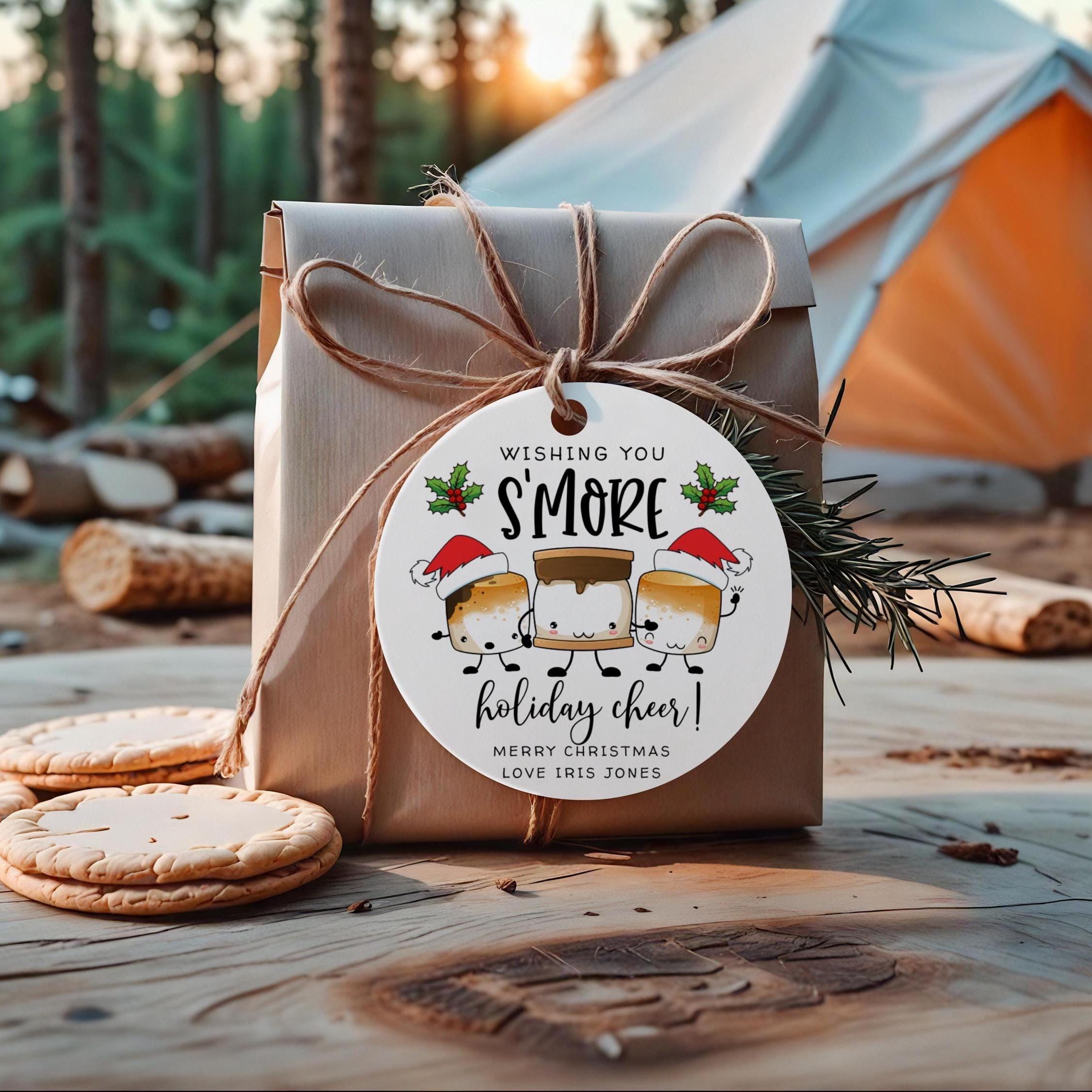 Round Christmas S'mores Favor Tag Template, Printable Wishing You S ...