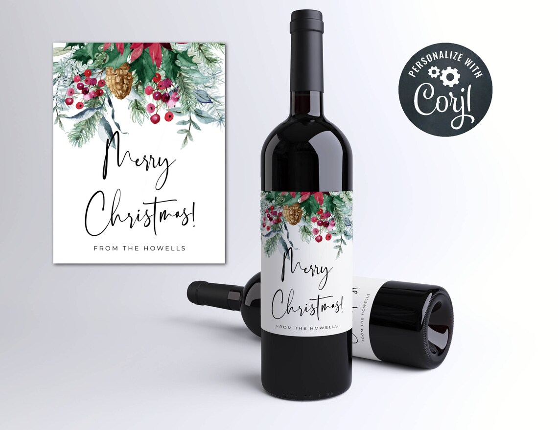 Editable Christmas Wine Bottle Label Template Printable | Etsy